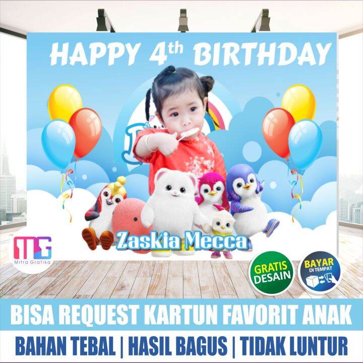 Cetak Spanduk ultah anak tema pororoo the little pinguin / banner ulang ...