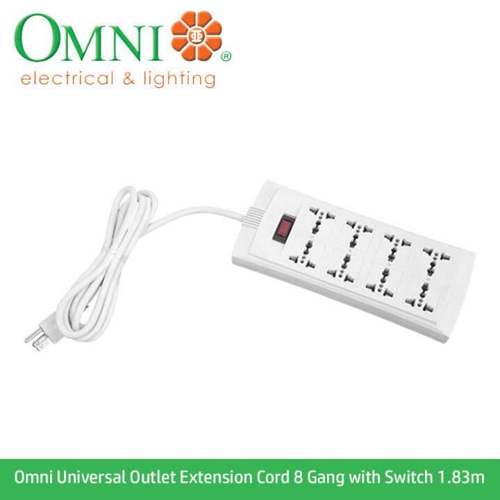 Omni Universal Outlet Extension Cord 8 Gang with Switch 1.83 Meter Cord ...