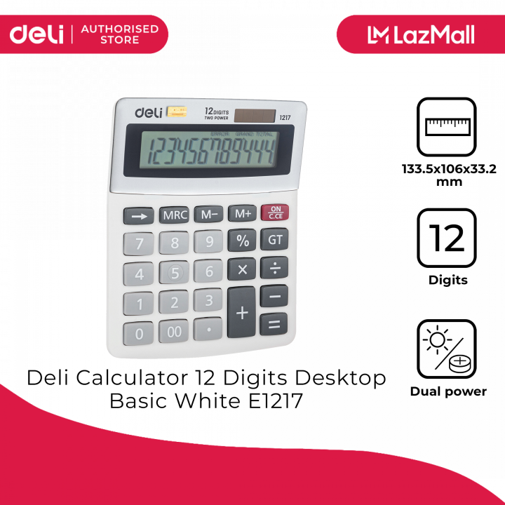 Deli Calculator 12 Digits Desktop Basic WHITE E1217 | Lazada PH