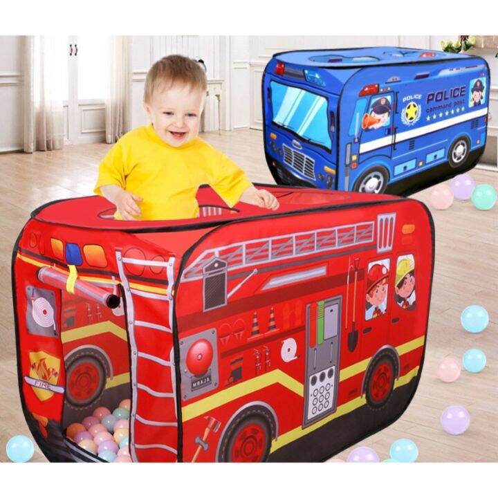 Foldable Kids Tent Red Fire Engine Truck Play Tent Indoor Outdoor ...