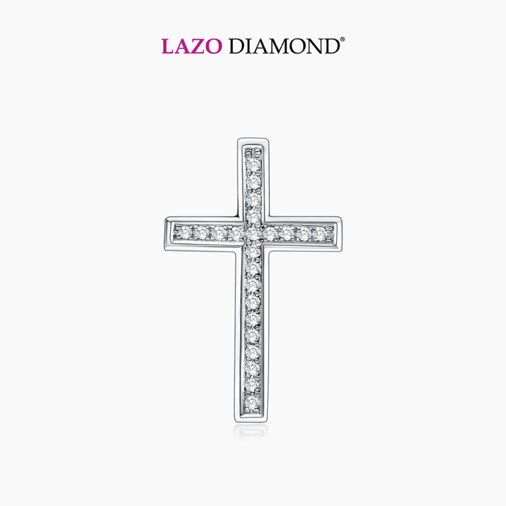 LAZO DIAMOND Pavé Diamond Cross Pendant in 9k White Gold | Lazada