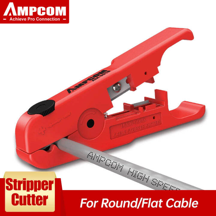 AMPCOM Cable Wire Stripper Compression Tool Coaxial Cable Stripper ...