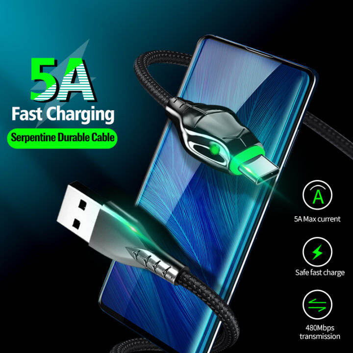 Fast charger for android original data cable 1M/2M 5A Black Mamba Snake ...