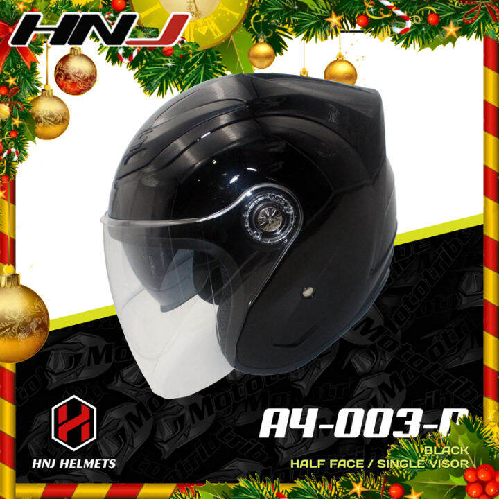 HNJ A4-003-D Plain Motorcycle Helmet Half face Transparent Dual Visor ...