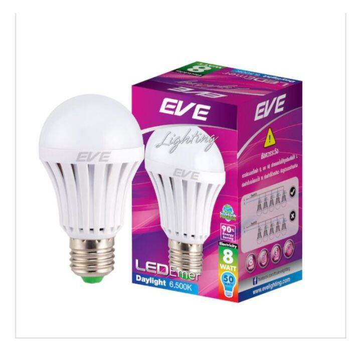 โปรโมชั่น+++ หลอดไฟฉุกเฉิน หลอดไฟแคมป์ปิ้ง EVE Led A70 EMER 8W ราคาถูก หลอด ไฟ หลอดไฟตกแต่ง ...
