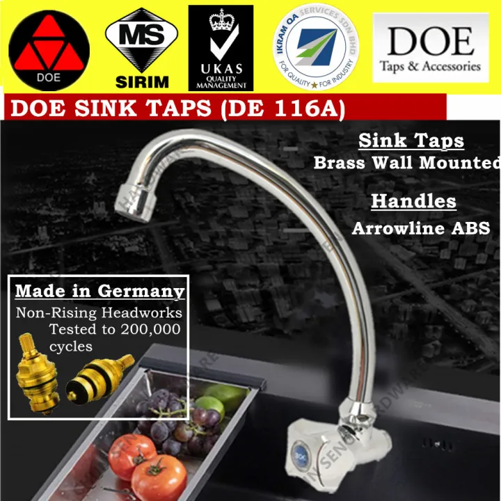 DOE SINK TAP Wall Mounted Sink Tap Arrowline handle DE116A Faucet ...