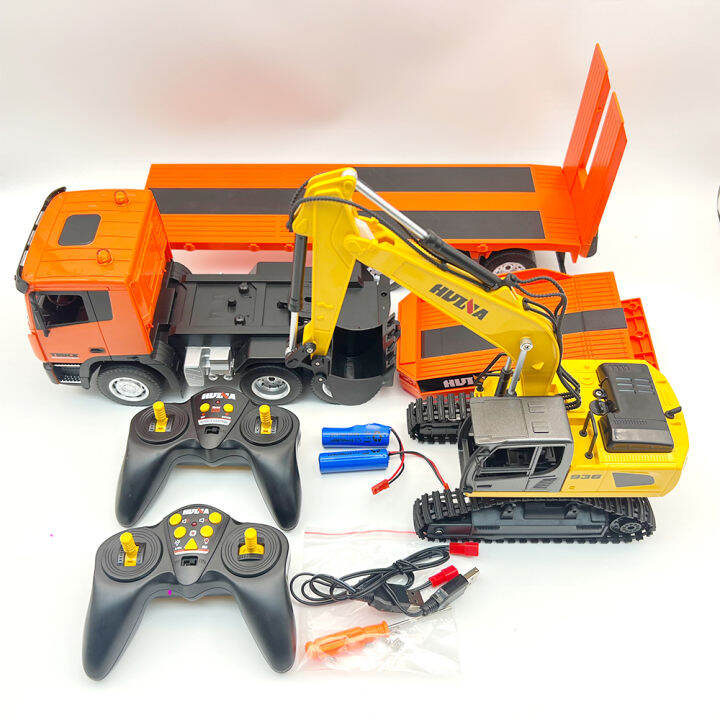 HUINA 1319 2 in 1 Combination RC Truck Trailer Flatbed RC Excavator | Lazada Indonesia