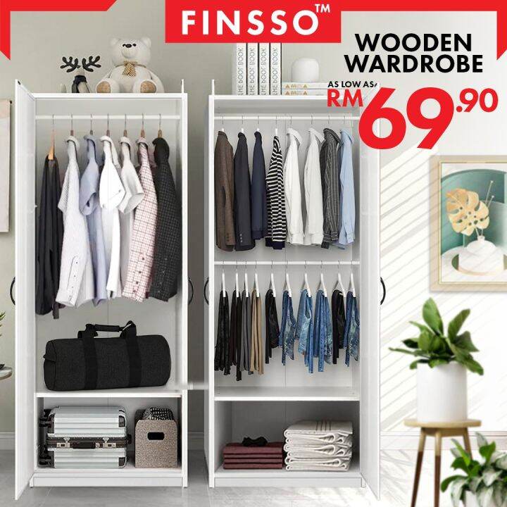 FINSSO : Multifunctional 2 Door Wardrobe Cupboard Storage Cabinet Almari Baju Almari (Build ...