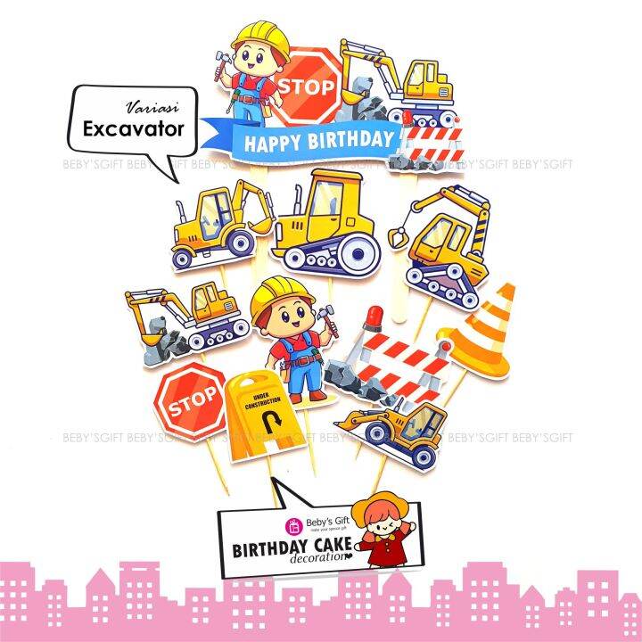 Topper Cake Ulang Tahun Excavator | Lazada Indonesia