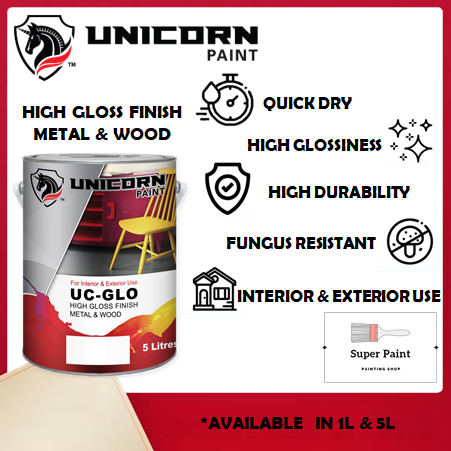 Unicorn Paint UC-GLO High Gloss Finish Metal and Wood for Interior and ...