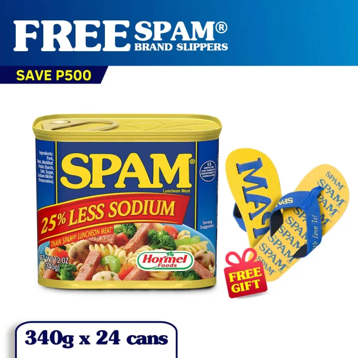 SPAM® Less Sodium FREE Slippers Pack (24 CANS) | Lazada PH