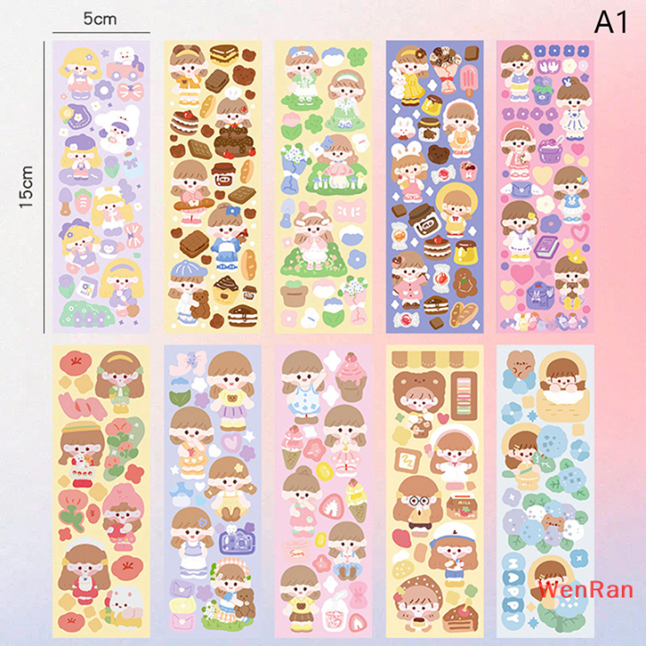 WenRan สำหรับสมุดติดรูปสติ๊กเกอร์ตกแต่งรูปหมีน่ารักสัตว์สวยงาม10ชิ้น ...