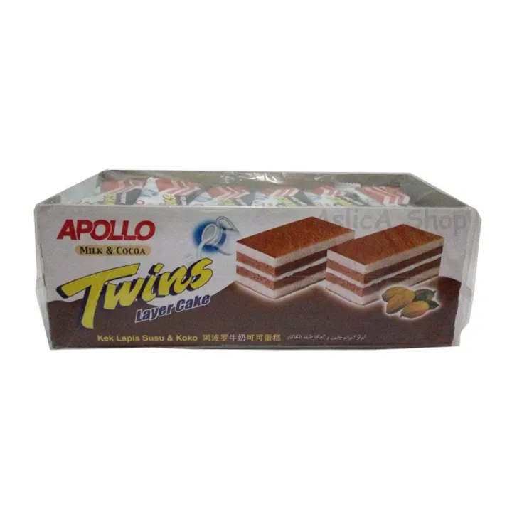 (18g x 24 pieces)APOLLO CAKE/MILK & CHOCOLATE TWINS LAYER CAKE | Lazada