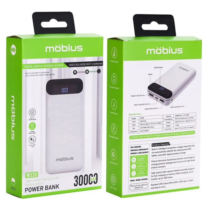 ♫Mobius Universal PowerBank Original Capacity 13800Ah30000Ah Mobius ...