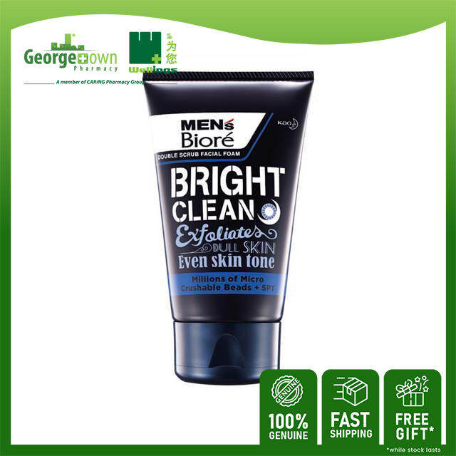 BIORE MENS DOUBLE SCRUB FACIAL FOAM BRIGHT CLEAN 100G | Lazada