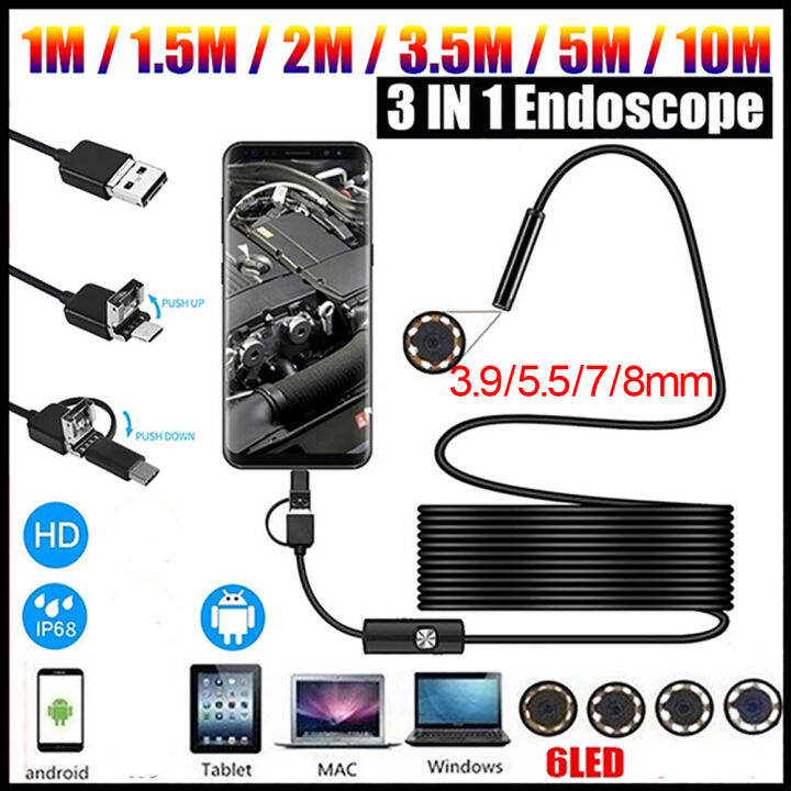 Car Endoscope for Android Smartphone 3 in 1 Endoscopic Sewer Type c ...