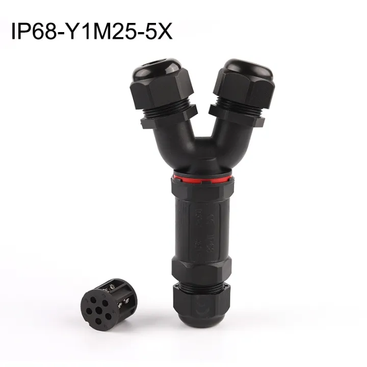 M25 IP68 Y Type Waterproof Connector 5 Pin Electrical Adapter Wire ...