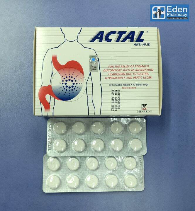 Actal Anti-acid Antacid for Gastric & Heartburn ( 2 x 10's ) | Lazada