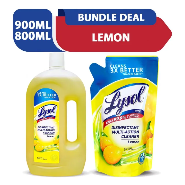 LYSOL Multi Action Cleaner Lemon 900ml + Refill 800ml Bundle | Lazada PH