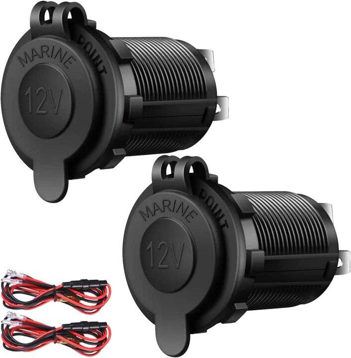 12V Lighter Socket, 2 Pack Car Marine Motorcycle ATV RV Lighter Power ...