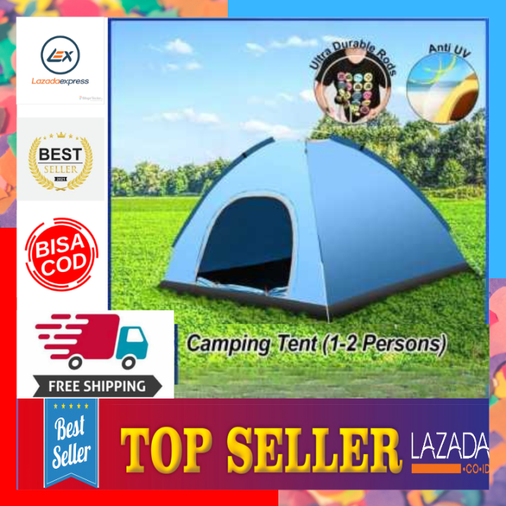 Tenda Camping Otomatis Biru Kapasitas 2 Orang Tenda Otomatis Outdoor ...