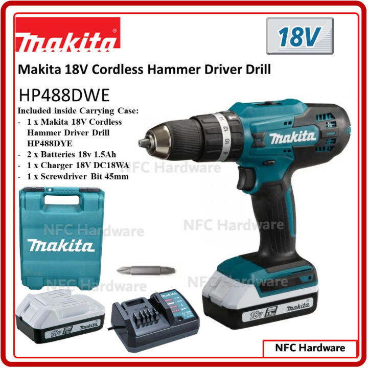 MAKITA HP488DWE 18V Cordless Hammer Driver Drill | Lazada