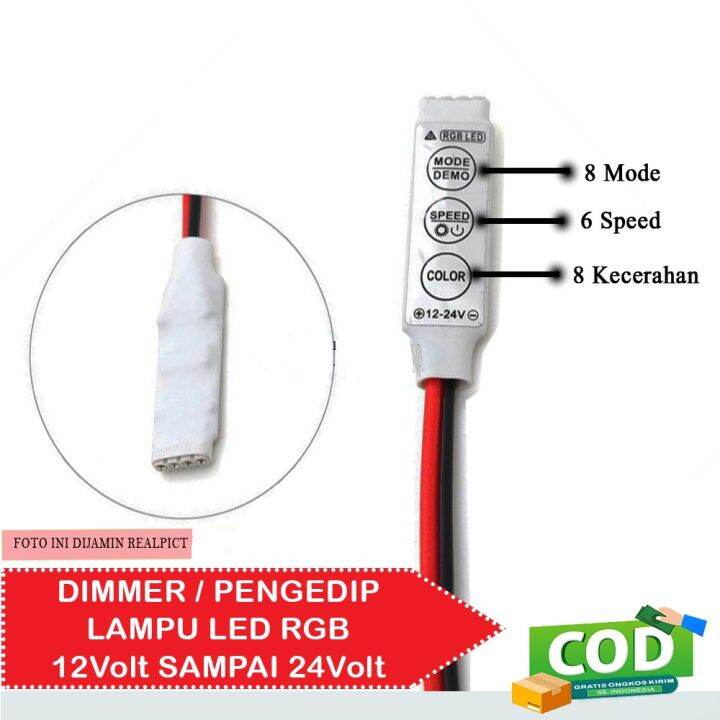 Modul Led RGB Mini Dimmer Controller 4 pin Kedip Strobo 12-24V 6A ...