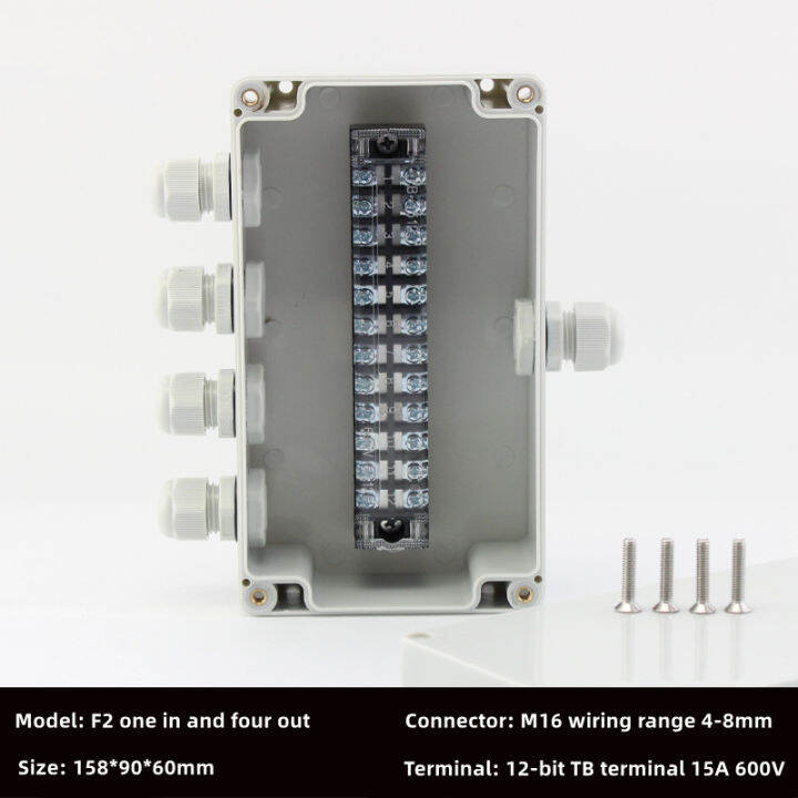 100 * 68 * 50mm 1 Inlet 2 Outlet ABS with ear waterproof junction box ...