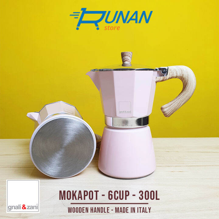 Gnali & Zani Mokapot 6 cup 300ml Pink - Moka Pot Espresso Maker 300 ml ...