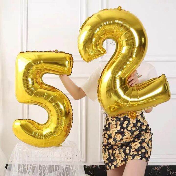 16 Inches /32 Inches Gold Foil Number Balloons (1 pc) Big Number Foil ...
