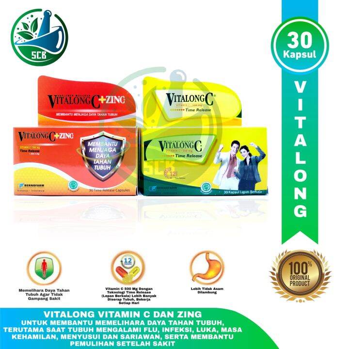 Vitalong C BOTOL Isi 30 Kapsul - Vitamin C+Zinc, C 500mg | Lazada Indonesia