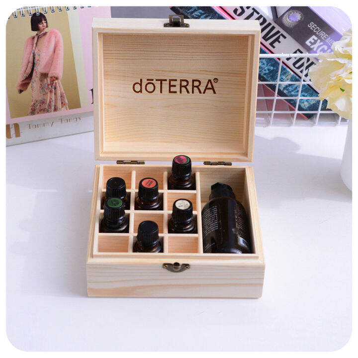 12 + 1 Grid DoTERRA Essential Oil Storage กล่องไม้เก็บน้ำมันหอมระเหย ...