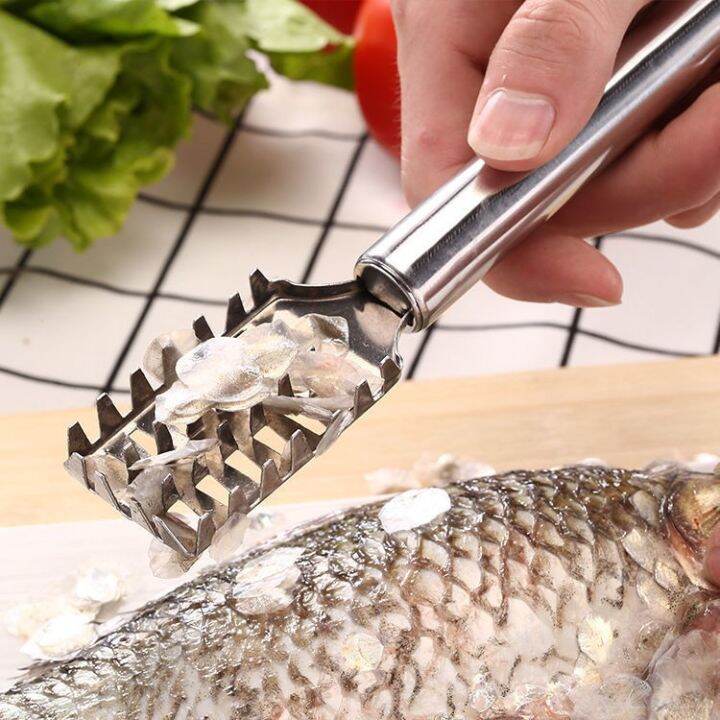Stainless Steel Scraping Fish Scale Remover kitchen gadget two-way ...