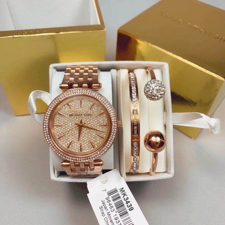 MK3439แฟชั่นชุดสามชิ้นนาฬิกาข้อมือควอตซ์สตรีหน้าปัดขนาดใหญ่38มม. ...