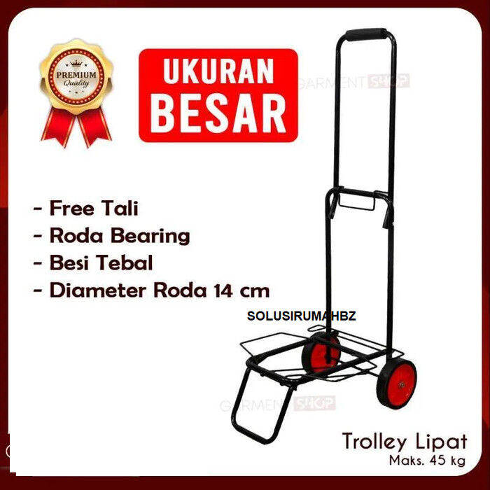 TROLI TAS PIPA RODA BESAR 14CM +- KOPER SILVER LIPAT GEROBAK HANDTRUk | Lazada Indonesia