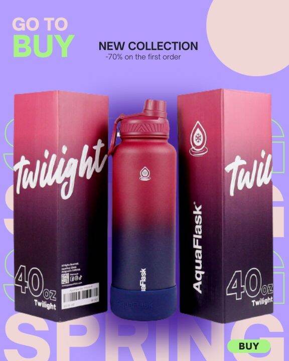 Aquaflask 40oz Wide Mouth with Spout Lid Vacuum Insulated Drinking Water Aqua Flask | Lazada PH