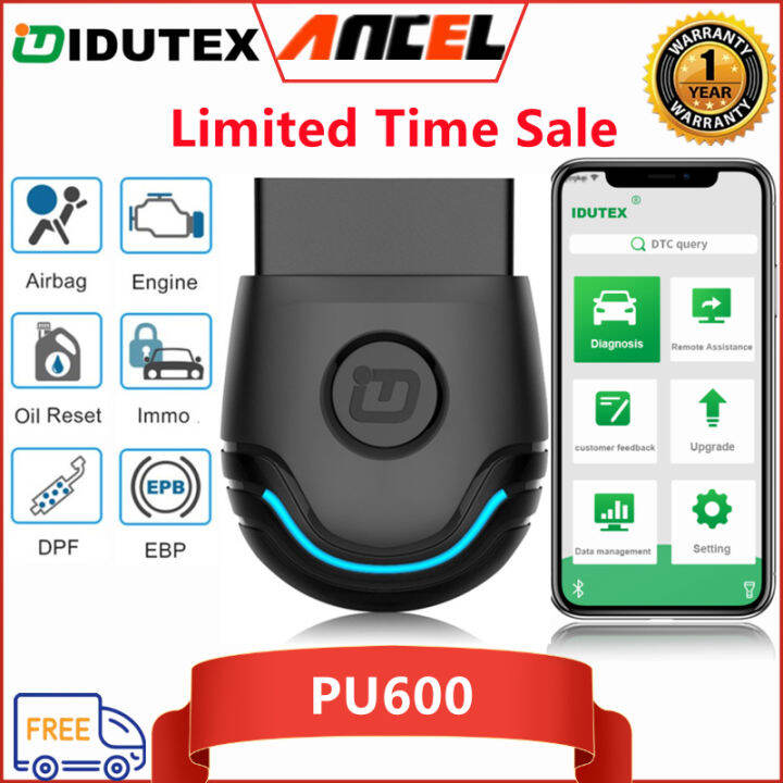 IDUTEX PU600 Car Bluetooth OBD2 Scanner Full System Diagnostic Tool ...