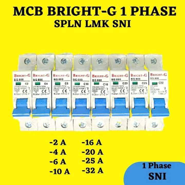 MCB Bright G 1 Phase 2A 4A 6A 10A 16A 25A 32A MCB Pemutus Arus Listrik ...
