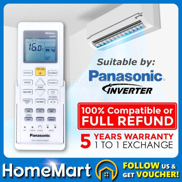 Panasonic Air Conditioner Remote Control INVERTER ORIGINAL A75C07360 ...