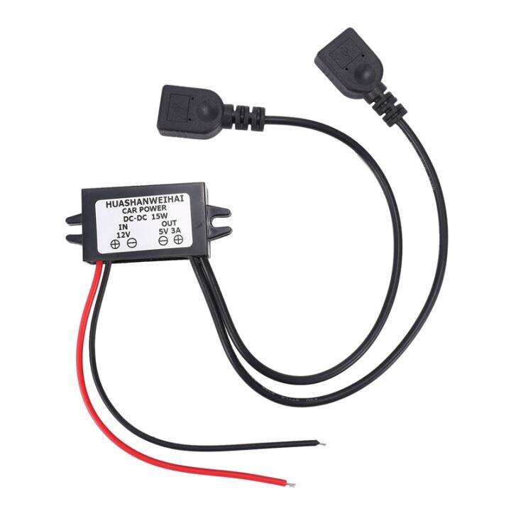 DC Converter 12V to 5V 3A Double 2 USB to Auto Power Regulator Voltage ...