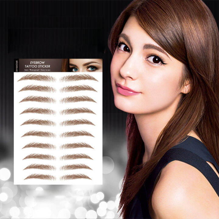 【YIDEA HONGKONG】10 Pair/Sheet Eyebrows Tattoo Water Transfer Fake ...