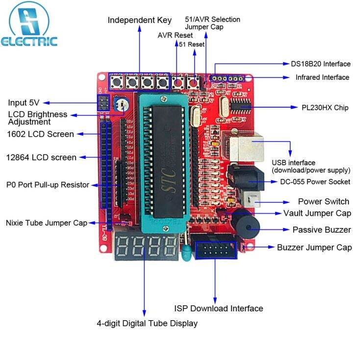 STC89C52 Development Board C51 USB Programmable 8051 MCU Controller Board | Lazada