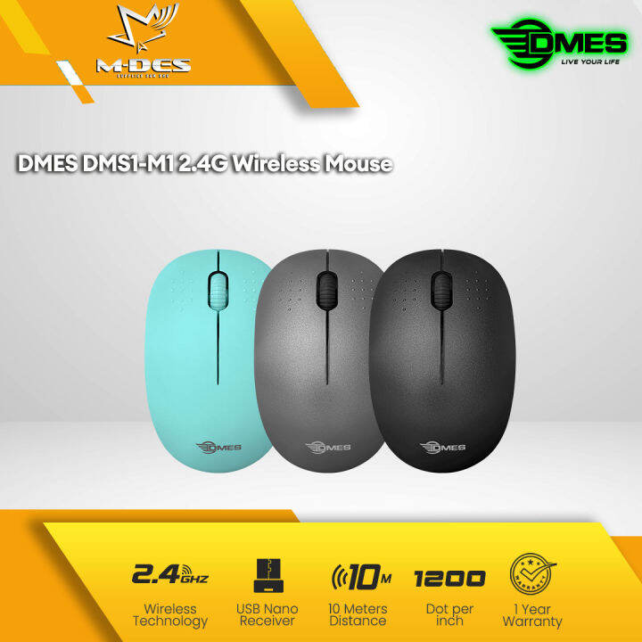 DMES DMS1-M1 2.4G Wireless Mouse with USB Nano Receiver, 1200 DPI ...