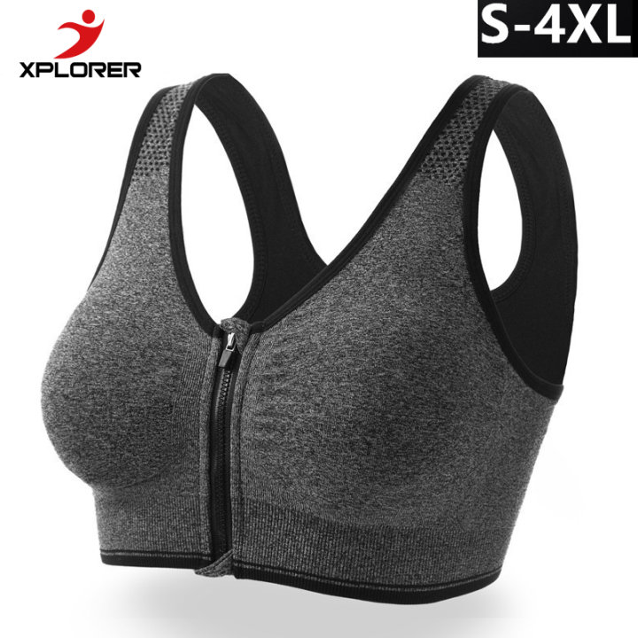 Plus Size S-4XL Sports Bra Wireless Push Up Whole Cup Top Seamless ...