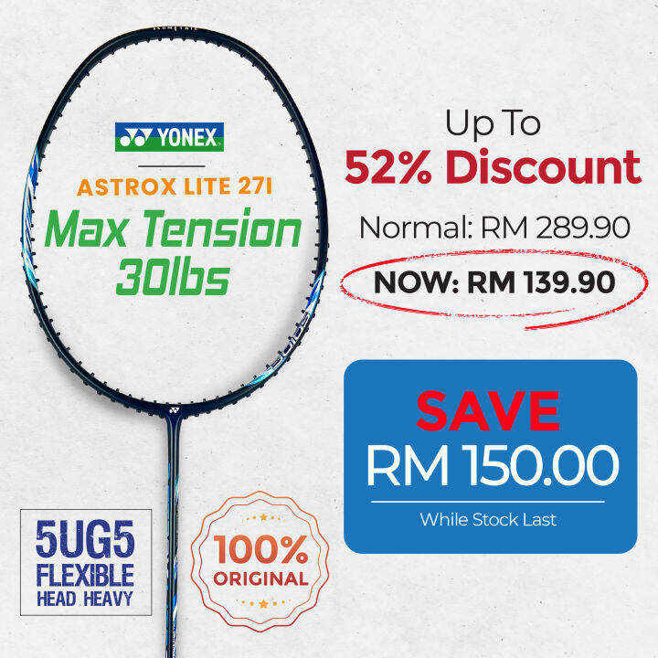 YONEX Astrox Lite 27i (Dark Navy) Badminton Racket - 5UG5 30 LBS ...