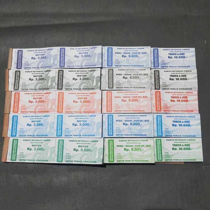 Karcis parkir motor mobil truck bis 100 lembar 2 sisi universal hvs ...