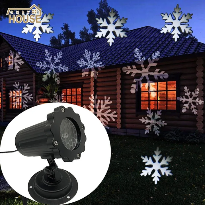 OH เกล็ดหิมะ Led โคมไฟโปรเจคเตอร์กลางแจ้งสี Snowflake เกล็ดหิมะสีขาวโคม ...