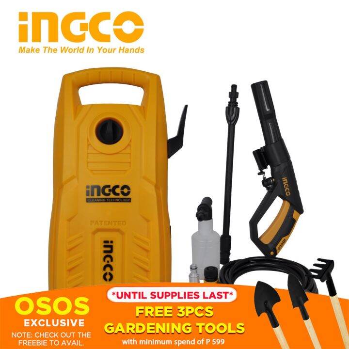INGCO High Pressure Washer 1400W 130bar 1900psi HPWR14008 •OSOS• | Lazada PH