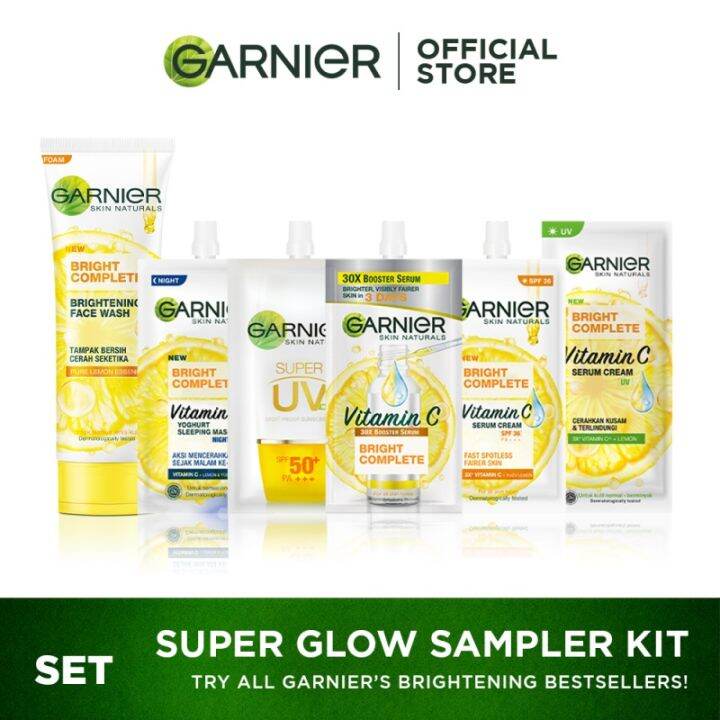 Garnier Super Glow Sampler Kit - Skincare Trial Set, Brightening, For ...