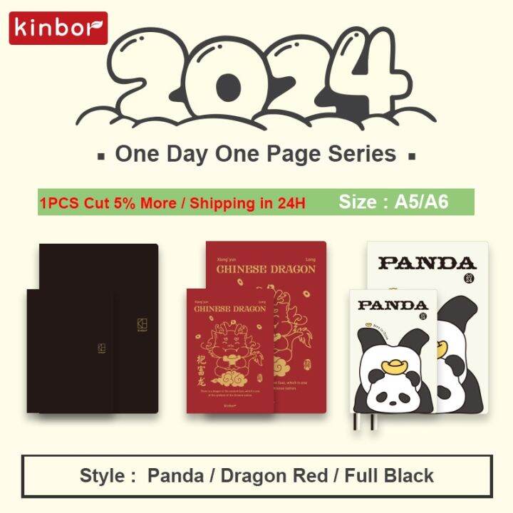 Kinbor 2024 A6 A5 Journal Notebook Full Year Schedule Daily Notebooks ...